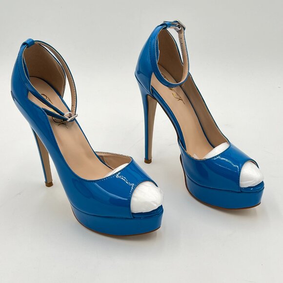 Shoes | Fowt Blue Platform Peep Toe Pumps Stiletto High Heel Dorsays ...